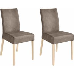 Home Affaire 4-Fu&szlig;stuhl &raquo;Umag&laquo; (Set) 2 Stk.Sitz und R&uuml;cken gepolstert braun Holzwerkstoff B/H/T: 46,5cm x 94cm x 59,5cm, 2 Stk., Luxus-Microfaser