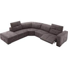 Egoitaliano Ecksofa &raquo;Sauvanne, Designsofa der Extraklasse, elegant und bequem, L-Form&laquo; wahlweise mit elektrischer Relaxfunktion, Kopfteilverstellung grau Luxus-