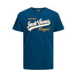 JACK & JONES Shirt male size XL Dark blue / yellow gold / White