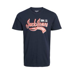 JACK & JONES Shirt male size XL Night blue / Mandarine / White