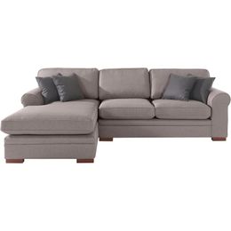 Home Affaire Ecksofa &raquo;Broughton L-Form&laquo; weicher Sitzkomfort, incl. 4 Zierkissen, Keder beige 100% Polyester B/H/T: 279cm x 92cm x 178cm, Struktur fein