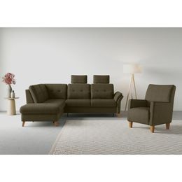 Sit & More sit&more Ecksofa &raquo;G&ouml;teborg&laquo; inkl. Sitztiefenverstellung, wahlweise mit Bettfunktion & Bettkasten gr&uuml;n B/H/T: 250cm x 90cm x 226cm, Flachgewebe 