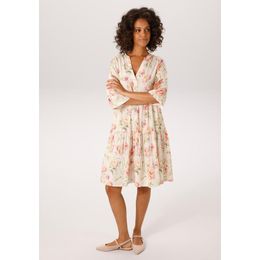 Aniston Casual Damen Aniston CASUAL Blusenkleid mit fantasievollem, pastellfarbenen Blumendruck bunt 36, N-Gr
