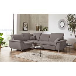 DOMO collection Ecksofa &raquo;FRANZI zeitlos und elegant, moderne Sitzheftung, L-Form&laquo; wahlweise mit Kopfteilverstellung (dann Breite: 275 cm) grau B/H/T: 