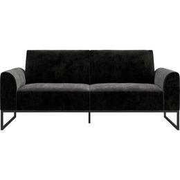 Schlafsofa &raquo;Adley&laquo; Veloursstoff, Schlaffunktion, R&uuml;ckenlehne 2-teilig, Sitzh&ouml;he 47,5 cm schwarz Veloursstoff 100% Polyester B/H/T: 218cm x 84cm x 89cm