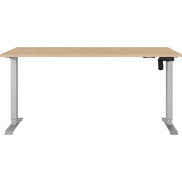 Germania Schreibtisch &raquo;Boras&laquo; Breite 120/140/160/180 cm, Metallgestell, elektrisch h&ouml;henverstellbar B/H/T: 160cm x 120cm x 80cm, Gestellfarbe Silber