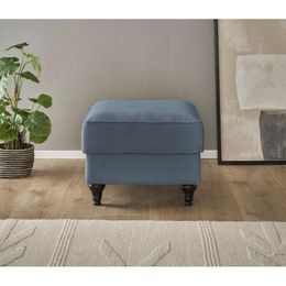 OTTO home Hocker &raquo;Westminster mit hochwertigem Microfaserbezug&laquo; Passend zur Serie WESTMINSTER, Federkern-Polsterung, gedrechselter Fu&szlig; blau 92% 