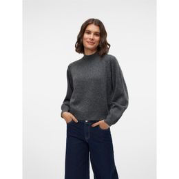 V&eacute;ro Moda Vero Moda Damen Strickpullover &raquo;VMLEAF LS HIGH NECK PULLOVER ENT&laquo; Materialmix, regular fit grau S