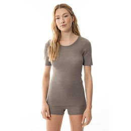 Mey Damen T-Shirt &raquo;Wool Love&laquo; schmale Passform, Kurzarm, Merino-Schurwolle grau XXS/XS