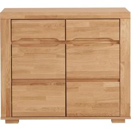 OTTO home Kommode &raquo;Denis&laquo; Breite 98,5 cm braun Holz teilmassiv B/H/T: 98,5cm x 85cm x 40cm, Holzwerkstoff eichefarben (Korpus) / Massivholz Eiche (
