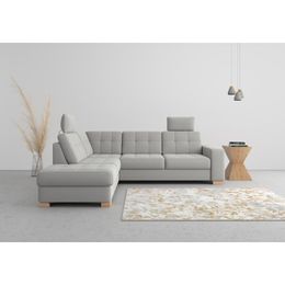 Sit & More sit&more Ecksofa &raquo;Quincy L-Form&laquo; wahlweise mit Schlaffunktion und Bettkasten silber B/H/T: 249cm x 82cm x 213cm, Luxus-Microfaser, Ottomane links,mit 