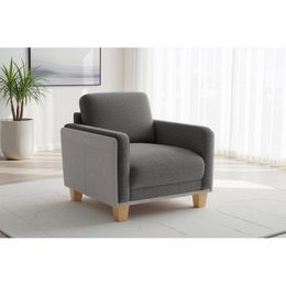 Sit & More sit&more Sessel &raquo;Concept&laquo; mit R&uuml;ckenkissen grau 100% Polyester Soft clean,mit Fu&szlig; Buche eichefarbig, B/H/T: 89cm x 84cm x 90cm