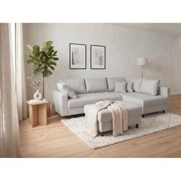 Collection AB Ecksofa &raquo;Toni XL L-Form 274 cm&laquo; Set: Sofa & Hocker, 2 Zierkissen, Bonell-Federkern grau 100%Polyester B/H/T: 274cm x 44cm x 184cm, 