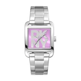 DKNY Damen DKNY Quarzuhr &raquo;City Maxi&laquo; Armbanduhr, Damenuhr, Edelstahlarmband, analog pink Einheitsgr&ouml;&szlig;e