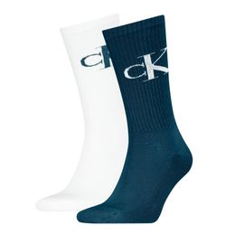 Calvin Klein Jeans Herren Socken &raquo;CKJ MEN SOCK 2P MONOGRAM&laquo; 2 Paar, 2 Stk. tlg. mit verst&auml;rkter Ferse, komfortable Frotteesohle blau 43-46