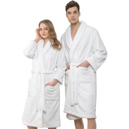 HAMMETEX Bademantel &raquo;Bademantel unisex, ultraweicher & flauschiger Fleecemantel&laquo; Packung, ideal f&uuml;r Sauna & Spa, Hotelbademantel, Morgenmantel wei&szlig; 