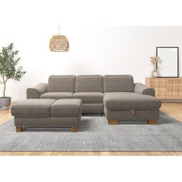 Home Affaire Ecksofa &raquo;Dundee L-Form&laquo; wahlweise mit Kopfteilverstellung und zus&auml;tzlich mit Schlaffunktion grau B/H/T: 264cm x 86cm x 170cm, Webstoff, 