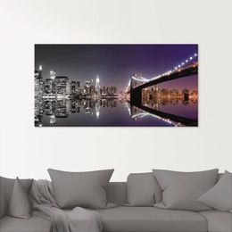 Artland Glasbild &raquo;New York Skyline n&auml;chtliche Reflektion&laquo; Amerika 1 Stk. tlg. in verschiedenen Gr&ouml;&szlig;en schwarz B/H/T: 100cm x 50cm, Glasbild Amerika, 1 Stk.