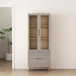 OTTO home Highboard &raquo;Lund&laquo; mit gl&auml;nzenden Fronten, Glast&uuml;ren, helles Holzdekor, Breite 70 cm grau B/H/T: 70cm x 180cm x 40cm, Eukalyptus