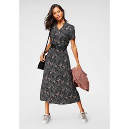 Laura Scott Damen Sommerkleid wadenlang, gebl&uuml;mtes Design, aus Single Jersey, mit Stehkragen bunt 40, N-Gr