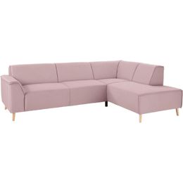 Home Affaire Ecksofa &raquo;Janek Scandic Design, elegant und zeitlos, L-Form&laquo; mit Federkern und Keder in scandinavischem Design rosa Struktur fein ( 100% 