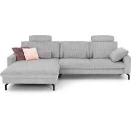Die PlanBar Ecksofa &raquo;MP-IN20110 L-Form mit Federkern-Polsterung&laquo; optional mit Funktionen erh&auml;ltlich grau 100% Polyester B/H/T: 302cm x 87cm x 178cm, 