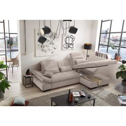 set one by Musterring Ecksofa &raquo;SO4100 V&laquo; mit verstellbaren Kopfteilen, wahlweise mit Funktionen, Cord-Bezug grau 100% Polyester B/H/T: 284cm x 80cm x 