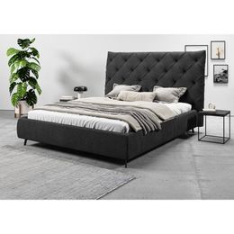 Home Affaire Polsterbett &raquo;Maxime, in 4 Breiten bis 200cm, auch in Leder&laquo; Kopfteilh&ouml;he 143 cm, belastbar bis 280 kg, auch in &Uuml;berl&auml;nge 220cm schwarz 96