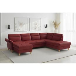 Sit & More sit&more Wohnlandschaft &raquo;Pamela, U-Form, B: 292 cm, Leder&laquo; B/H/T: 292cm x 90cm x 212cm, NaturLEDER Stoff, Ottomane rechts,mit Bett in Stoff,mit 