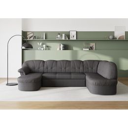DOMO collection Wohnlandschaft &raquo;Pegnitz, zeitlos&modern, elegante R&uuml;ckensteppung, Breite 292cm, U-Form&laquo; wahlweise mit Bettfunktion braun 100% 