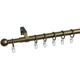Indeko Gardinenstange &raquo;Formentor&laquo; &Oslash; 10 mm 1 l&auml;ufig-l&auml;ufig ausziehbar stufenlos verstellbare Teleskopstange gold Stahl L: 120cm - 230cm &Oslash; 10mm, 1 Stk.,