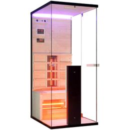 Sanotechnik Infrarotkabine &raquo;Billund 1&laquo; mit Farblichttherapie, MP3 Player (inkl. Bluetooth), 2x Lautsprecher braun integrierte Steuerung, (ohne Ofen)