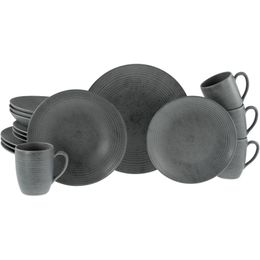 Creatable Kombiservice &raquo;Catania, Service 16-tlg.&laquo; Italienische Eleganz, Vulkanoptik grau Steinzeug 16