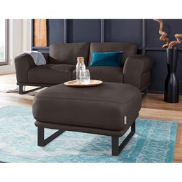 W.Schillig Hocker &raquo;montanaa&laquo; mit Metallkufen in Schwarz pulverbeschichtet, Breite 71 cm braun B/H/T: 71cm x 42cm x 71cm, Longlife Xtra-Leder Z59