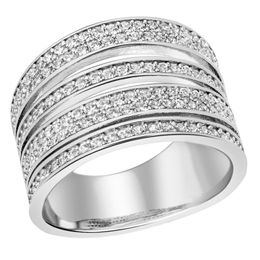 Firetti Damen Fingerring &raquo;Schmuck Geschenk Silber 925 Damenring Ring mehrreihig&laquo; mit Zirkonia (synth.) 58, Silber 925 (Sterlingsilber), 6,5mm
