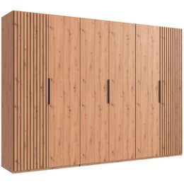wimex Dreht&uuml;renschrank &raquo;Andorra by fresh to go&laquo; Mit 3D-Leisten f&uuml;r Akustikpaneel-Optik braun Holzwerkstoff Artisan Eiche Nachbildung, B/H/T: 300cm x 216cm x