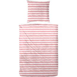 Primera Bettw&auml;sche &raquo;Baumwoll-Bettw&auml;sche Uni-Streifen&laquo; 2 Stk. mit einem modernen Streifenmuster rot Renforc&eacute;, Obermaterial: 100% Baumwolle B/L: 155cm x 220cm, 