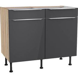 KOCHSTATION Unterschrank &raquo;KS-Aken&laquo; grau wildeiche Nachbildung, B/H/T: 100cm x 87cm x 58,4cm