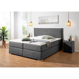 Home Affaire Boxspringbett &raquo;"&Ouml;stermoor"&laquo; in H2, H3 oder H4 erh&auml;ltlich grau Struktur H&auml;rtegrad der Matratze H4, Liegefl&auml;che B/L: 200cm x 200cm, Gewicht