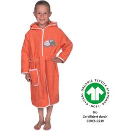 W&ouml;rner Kinderbademantel &raquo;Schildkr&ouml;te&laquo; mit Stickerei, mit Tasche, maschinenwaschbar, trocknergeeignet rot Baumwoll-Webfrottier 74/80 L: 55cm
