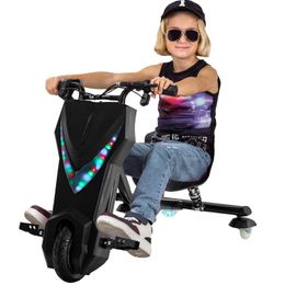 Actionbikes Motors Elektro-Drift-Trike f&uuml;r Kinder, Drift-Scooter 2.0, bis zu 15km/h, drosselbar, Hupe, LED-Driftrollen (Schwarz)