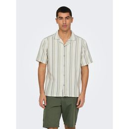Only & Sons Only & Sons Herren ONLY & SONS Kurzarmhemd &raquo;ONSTREV LIFE REG STRIPE SS SHIRT NOOS&laquo; beige M, N-Gr