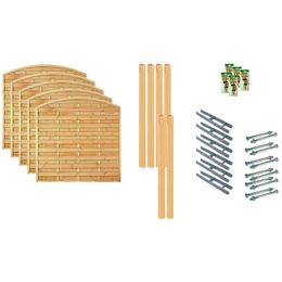 TETZNER & JENTZSCH Dichtzaun &raquo;Madison 3&laquo; 5 Elemente, LxH: 954x180 cm gr&uuml;n Massivholz, Stahl H/L: 180cm x 9,54m, Pfosten: 6 Stk.