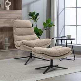Duo Collection Relaxsessel &raquo;Porto&laquo; 360&deg; drehbar, doppelte Polsterung, mit Hocker, bis 115 kg belastbar beige 100% Polyester Webstoff, Inklusive Hocker,frei im Raum 