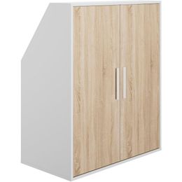 Kleiderschrank &raquo;UNDER&laquo; Schr&auml;gschrank mit einer T&uuml;r braun Holzwerkstoff Weiss, B/H/T: 91cm x 110cm x 50cm, T&uuml;ren: 2 Stk. 1 kleiderstange, Basic