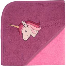 W&ouml;rner Kapuzenhandtuch &raquo;Einhorn&laquo; mit Kapuze, maschinenwaschbar, trocknergeeignet rosa Frottee, Frottee B/L: 80cmx80cm, 1 Stk., Frottee