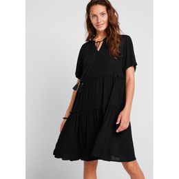 bonprix Damen bonprix Tunikakleid f&uuml;r den Alltag, aus Viskose, in A-Linie, mit V-Ausschnitt schwarz 44, N-Gr