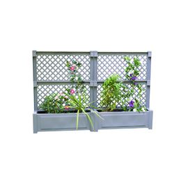 KHW Spalier 2er-Set Pflanzkasten gro&szlig; 100 cm mit Zentralspalier grau Kunststoff B/H/T: 200cm x 140cm x 43cm