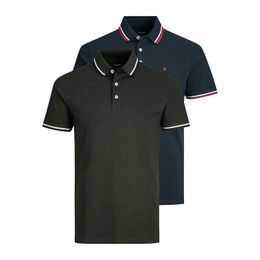 Jack & Jones Jack & Jones Herren Poloshirt &raquo;JJEPAULOS im Doppelpack mit Logostickerei und Komfort&laquo; Packung, 2er-Pack, 2 unifarben mit Farbeinsatz, modisch, schmal,