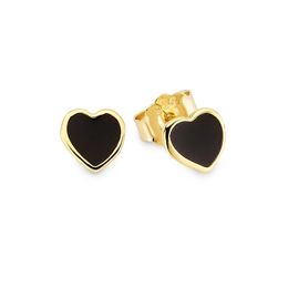 Firetti Damen Paar Ohrstecker &raquo;Schmuck, Geschenk, Ohrstecker in Herzform schwarz emalliert&laquo; Silber 925 (Sterlingsilber)